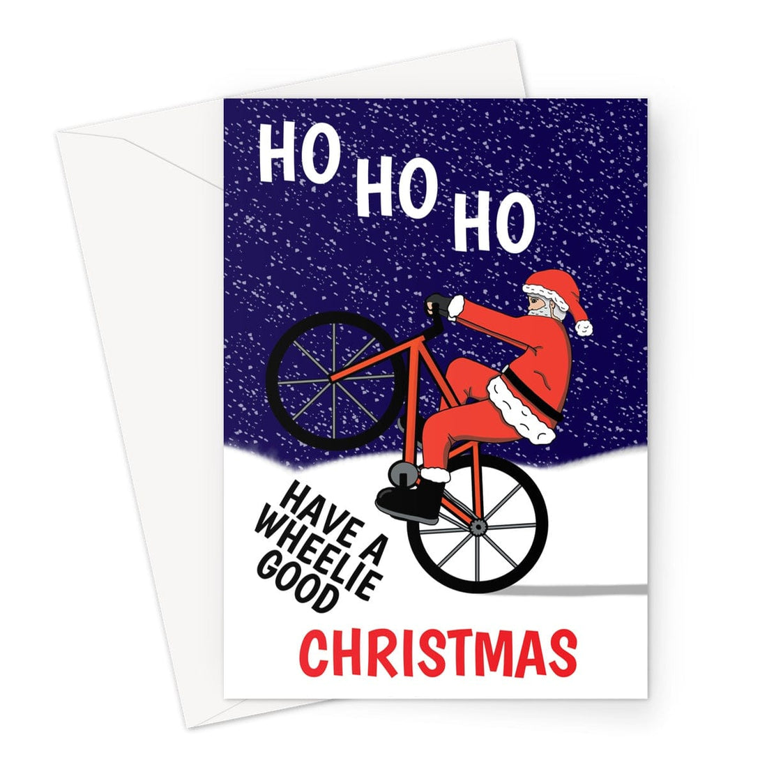 Merry Christmas Card - Funny Wheelie Good Cycling Santa - A5 Greeting ...